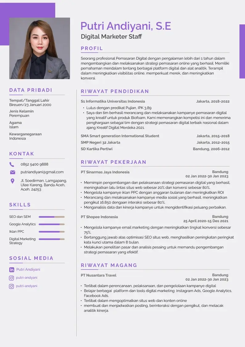 Buat CV Curriculum Vitae Online Untuk Lamaran Kerja | SuratPlus