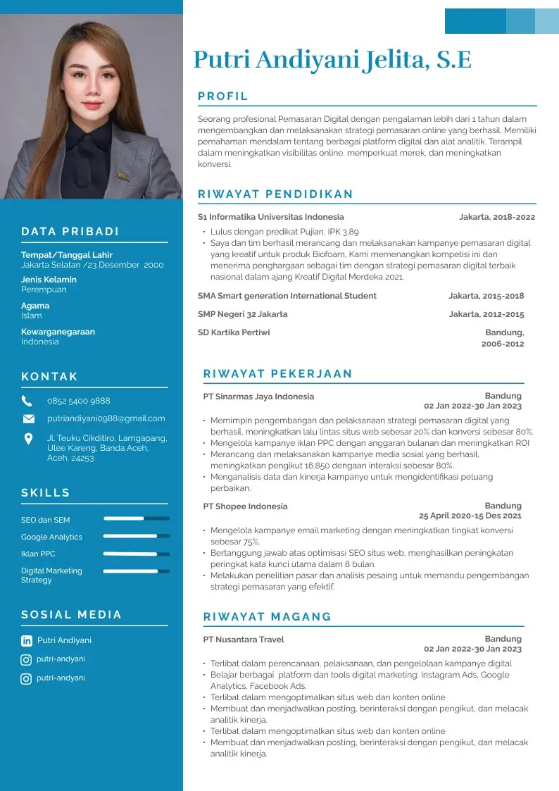 Buat CV Curriculum Vitae Online Untuk Lamaran Kerja | SuratPlus